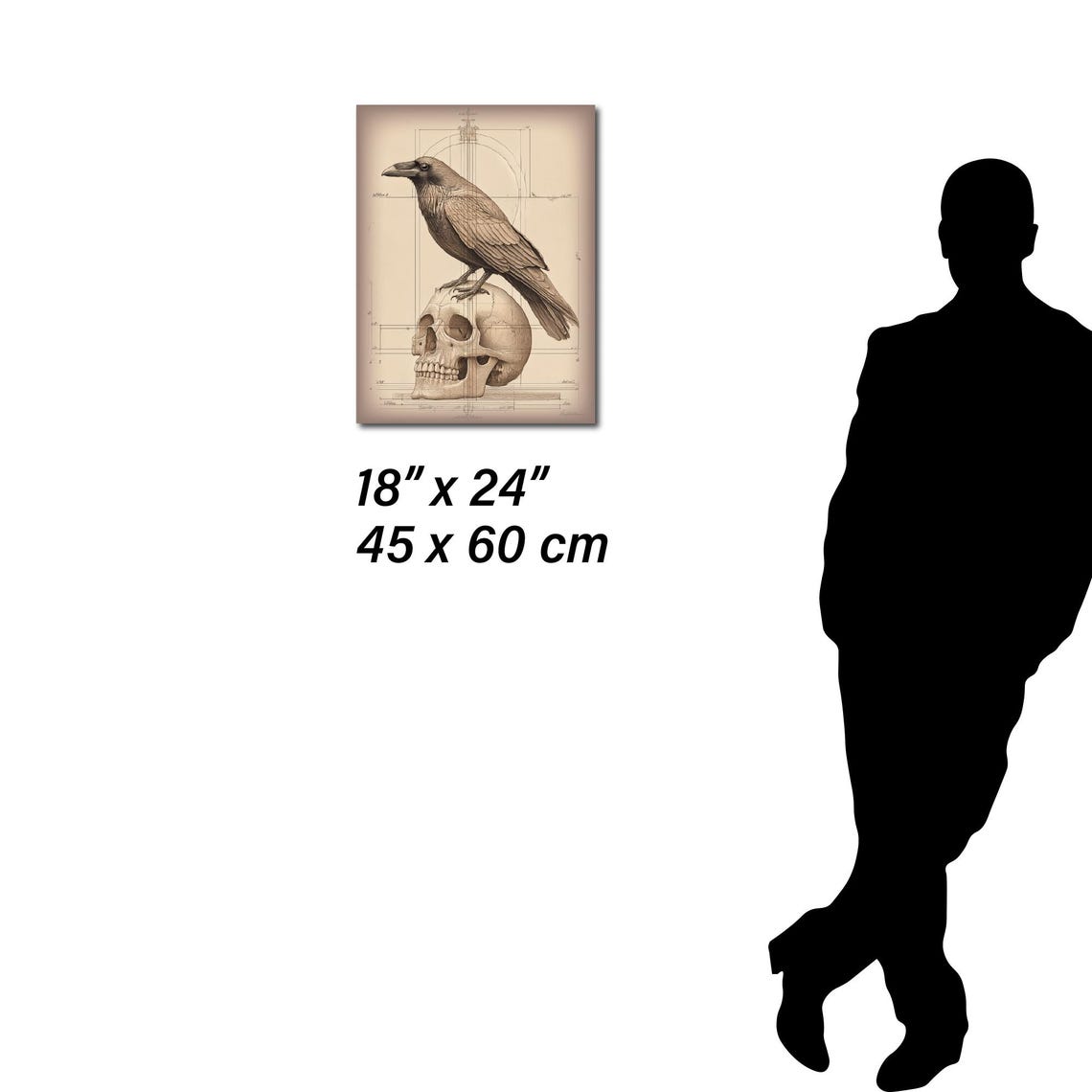 Medieval Technical Drawing: Raven | Vintage Gothic Sketch | Da Vinci ...
