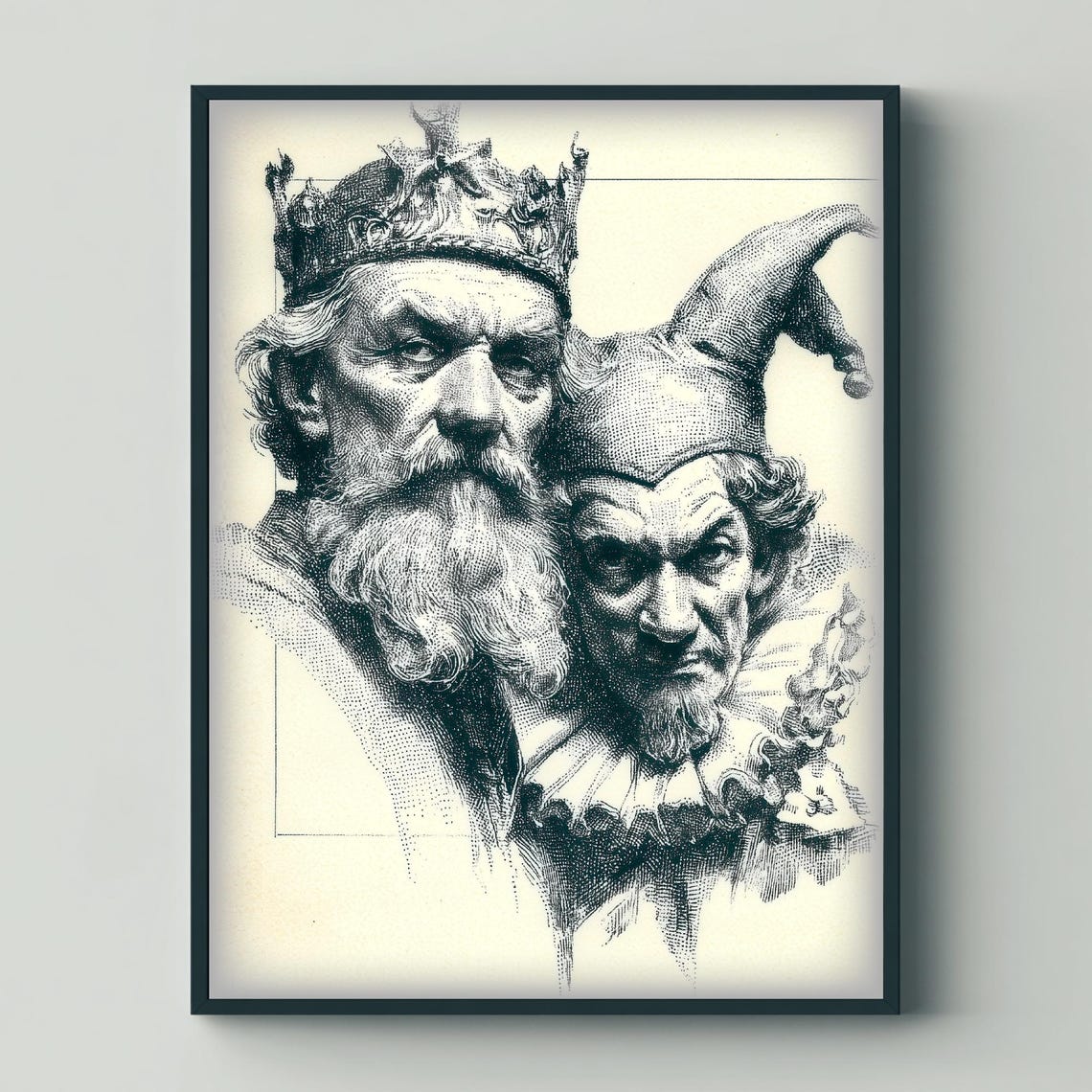 King and Jester Poster #2 | Medieval Wall Art | Vintage Engraving Print ...