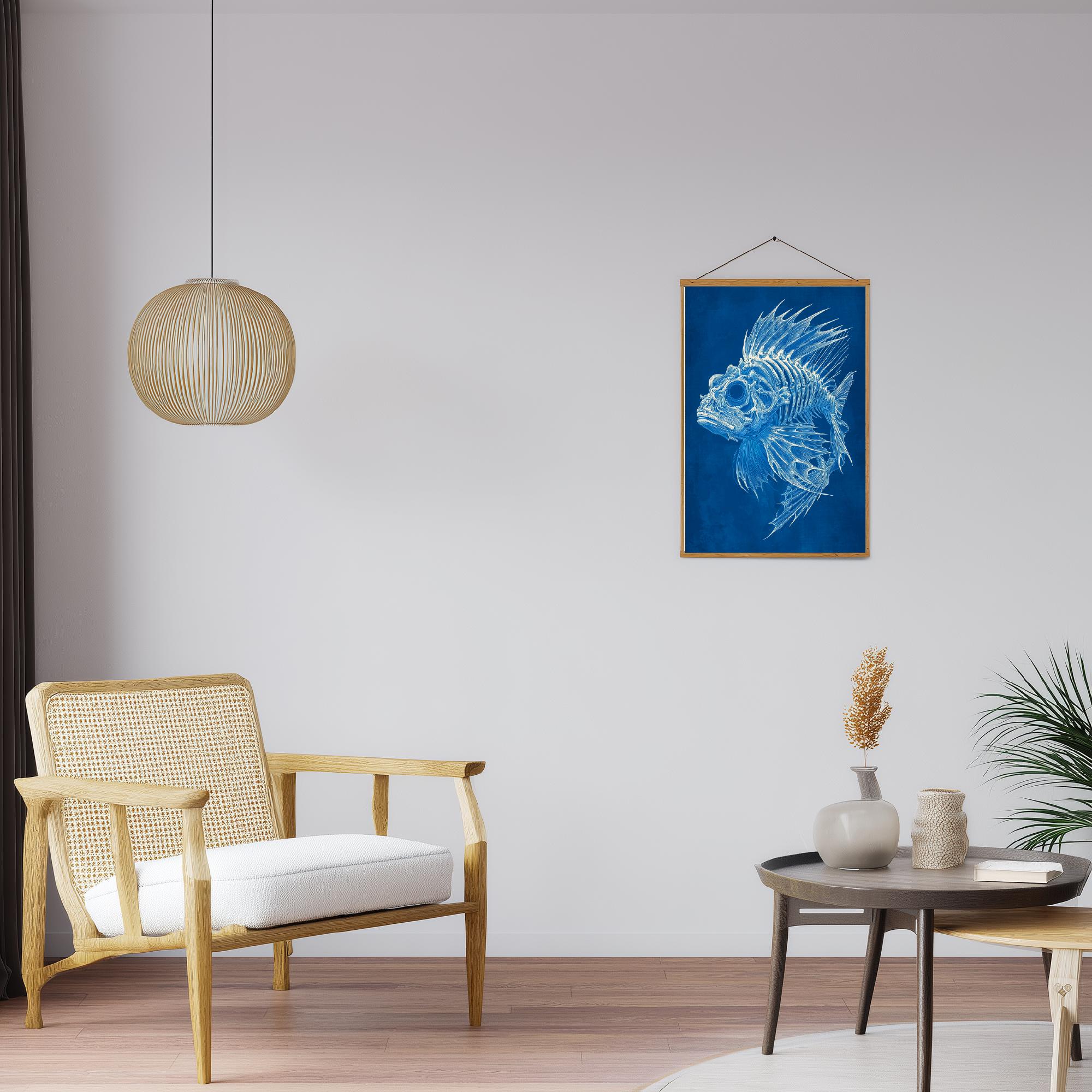 Fish Skeleton Poster | Ocean Anatomy Illustration | Modern Wall Art ...