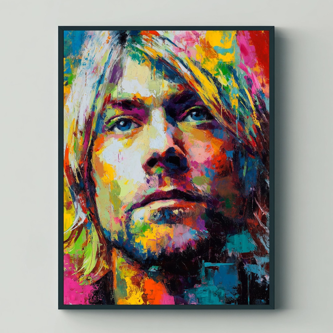 Kurt Cobain Poster #4 | Nirvana Frontman Art | Moody Musician Portrait ...