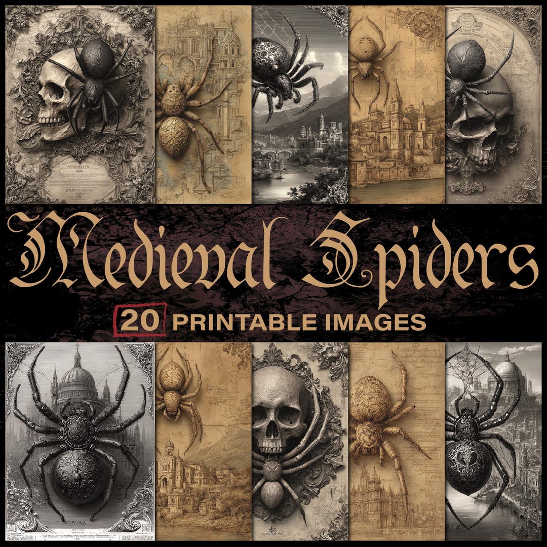 Medieval Spiders Digital Art Pack | Gothic Digital Art Pack | DIY Craft ...