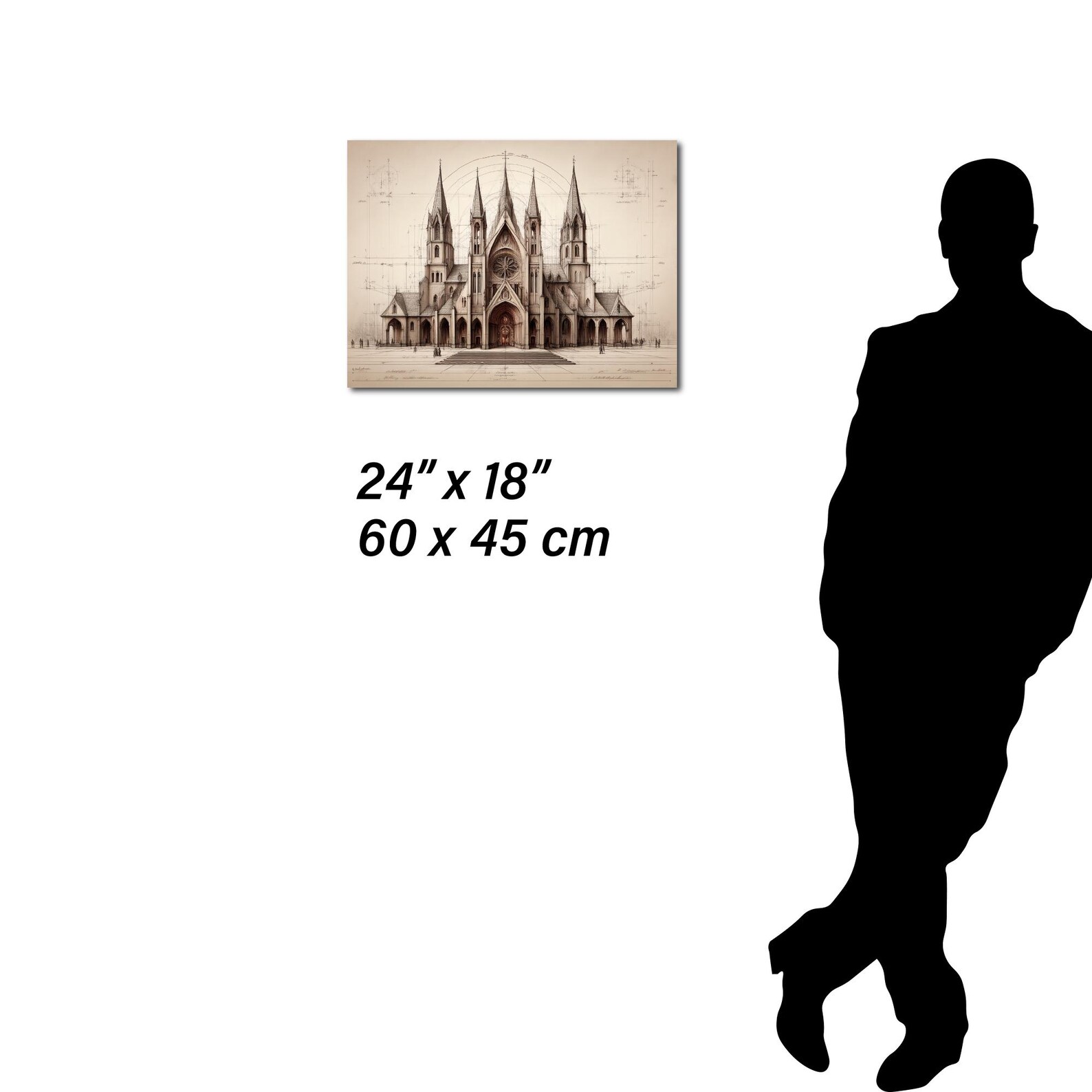 Medieval Technical Drawing: Cathedral #1 | Vintage Gothic Sketch | Da ...