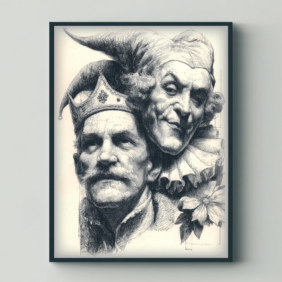 King and Jester Poster #1 | Medieval Wall Art | Vintage Engraving Print ...