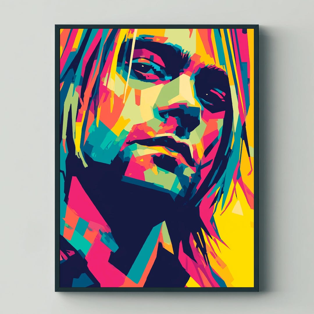 Kurt Cobain Poster #5 | Nirvana Frontman Art | Moody Musician Portrait ...