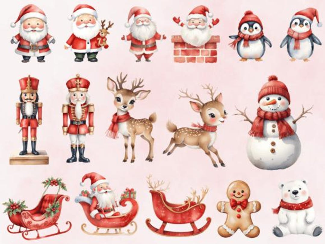 Christmas Clipart Bundle – 60 PNG Christmas Clip Arts, Winter Holiday ...