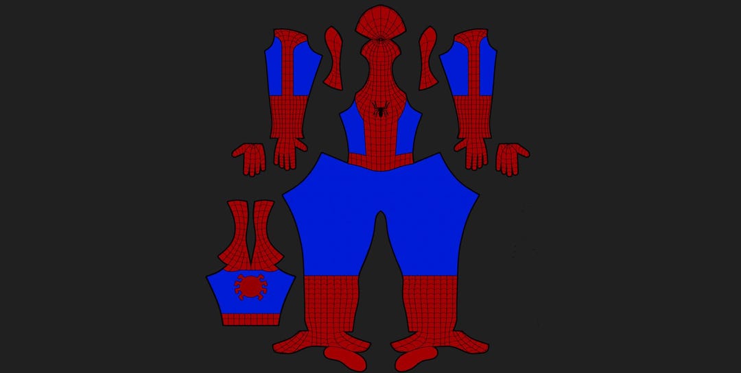 Cosplay Pattern Spidersuit Comics Classic Red and Blue Thick Lined - Etsy