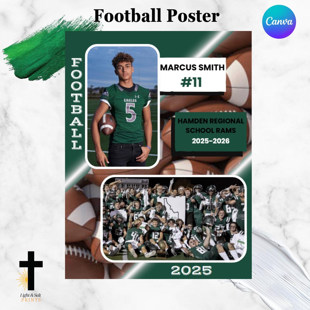 Editable Football Player Poster – Personalized Team Print Template - Etsy