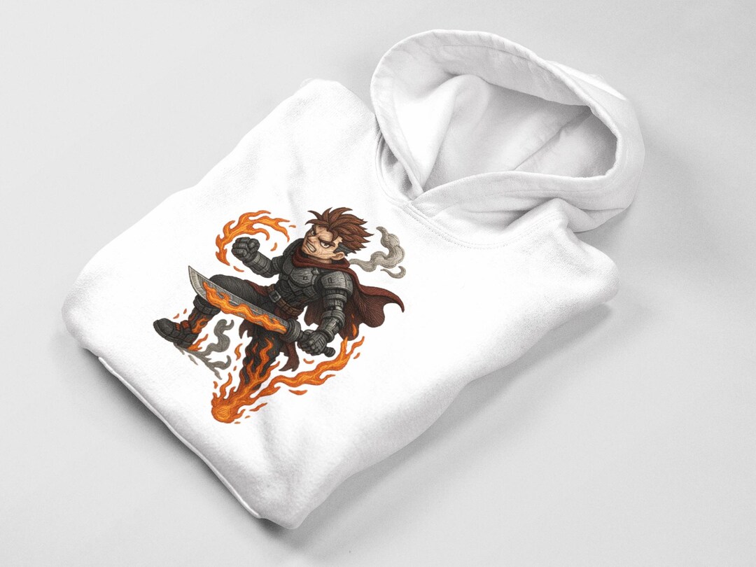 Embroidered Fire Sword Knight PNG • Anime RPG Warrior Clipart (digital ...