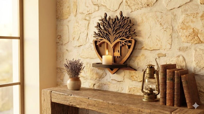 Love Tree Wall Shelf: Romantic Digital Design (laser Cut Files) - Etsy