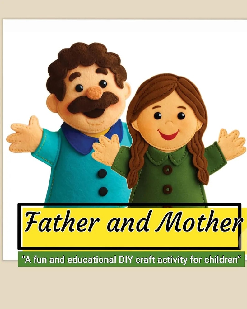 Felt Hand Puppet Family Set | 6 Characters Mom Dad Grandma Grandpa ...