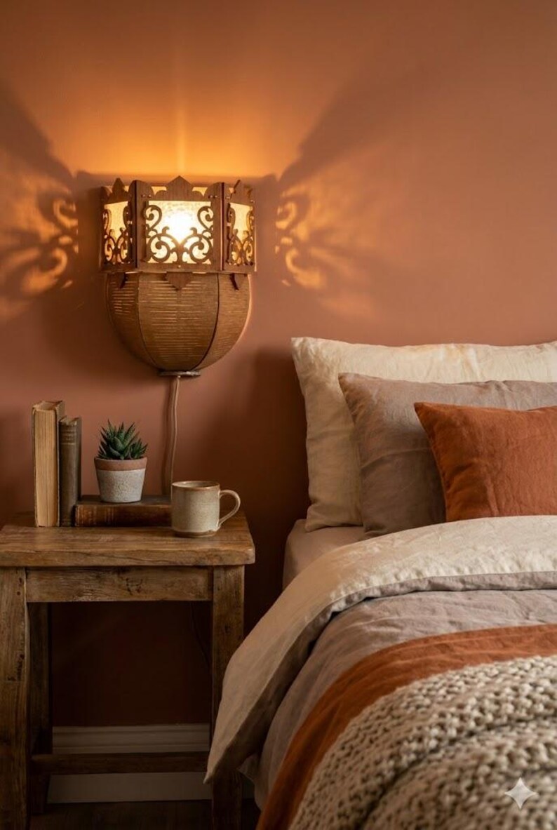 Laser Cut Wooden Wall Lamp - DIY Sconce Template Files - Etsy