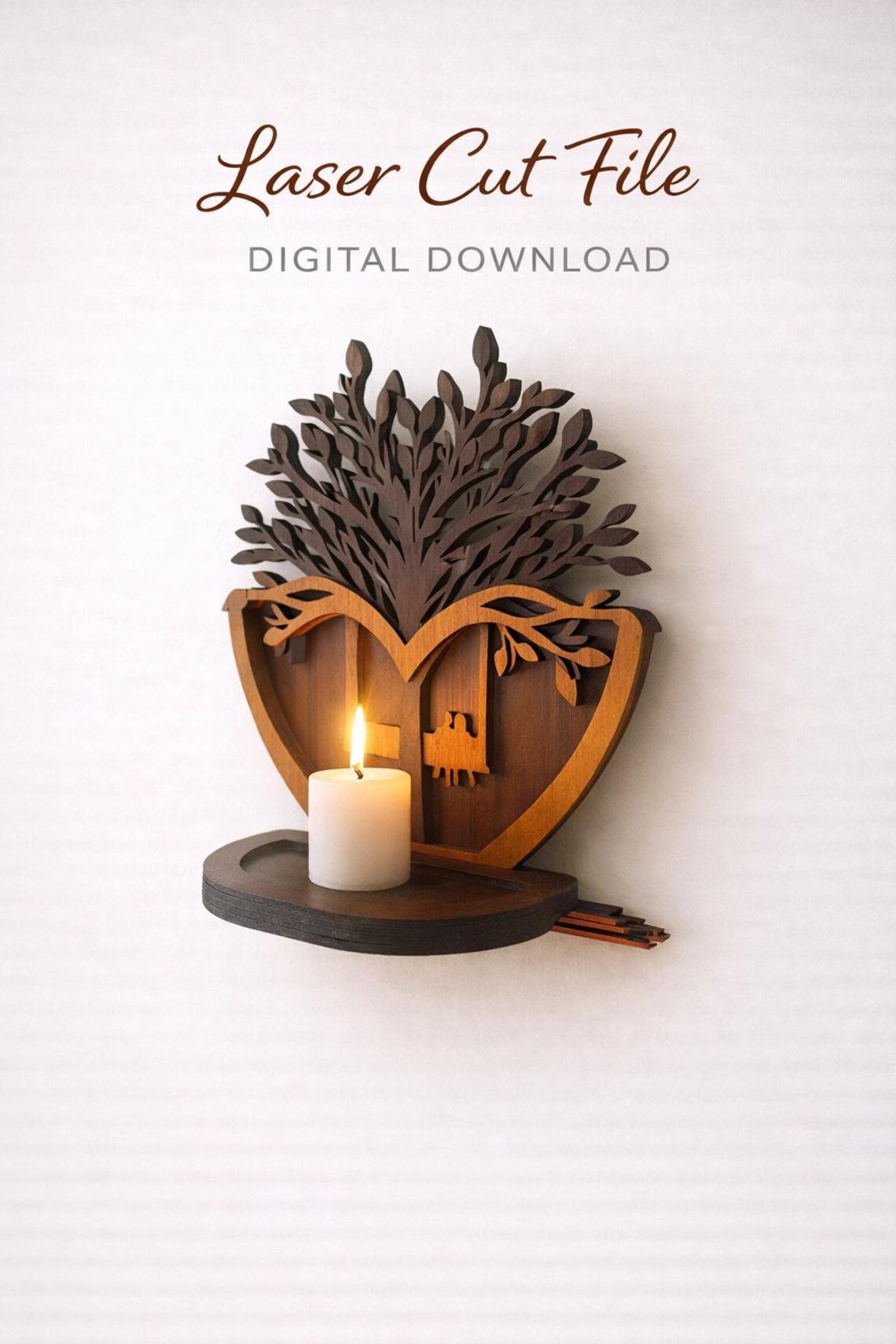Love Tree Wall Shelf: Romantic Digital Design (laser Cut Files) - Etsy