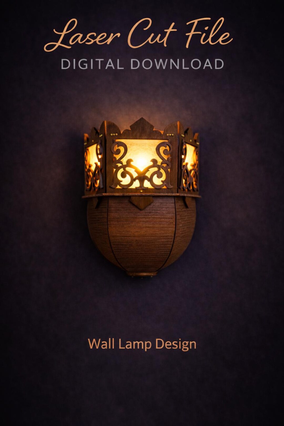 Laser Cut Wooden Wall Lamp - DIY Sconce Template Files - Etsy