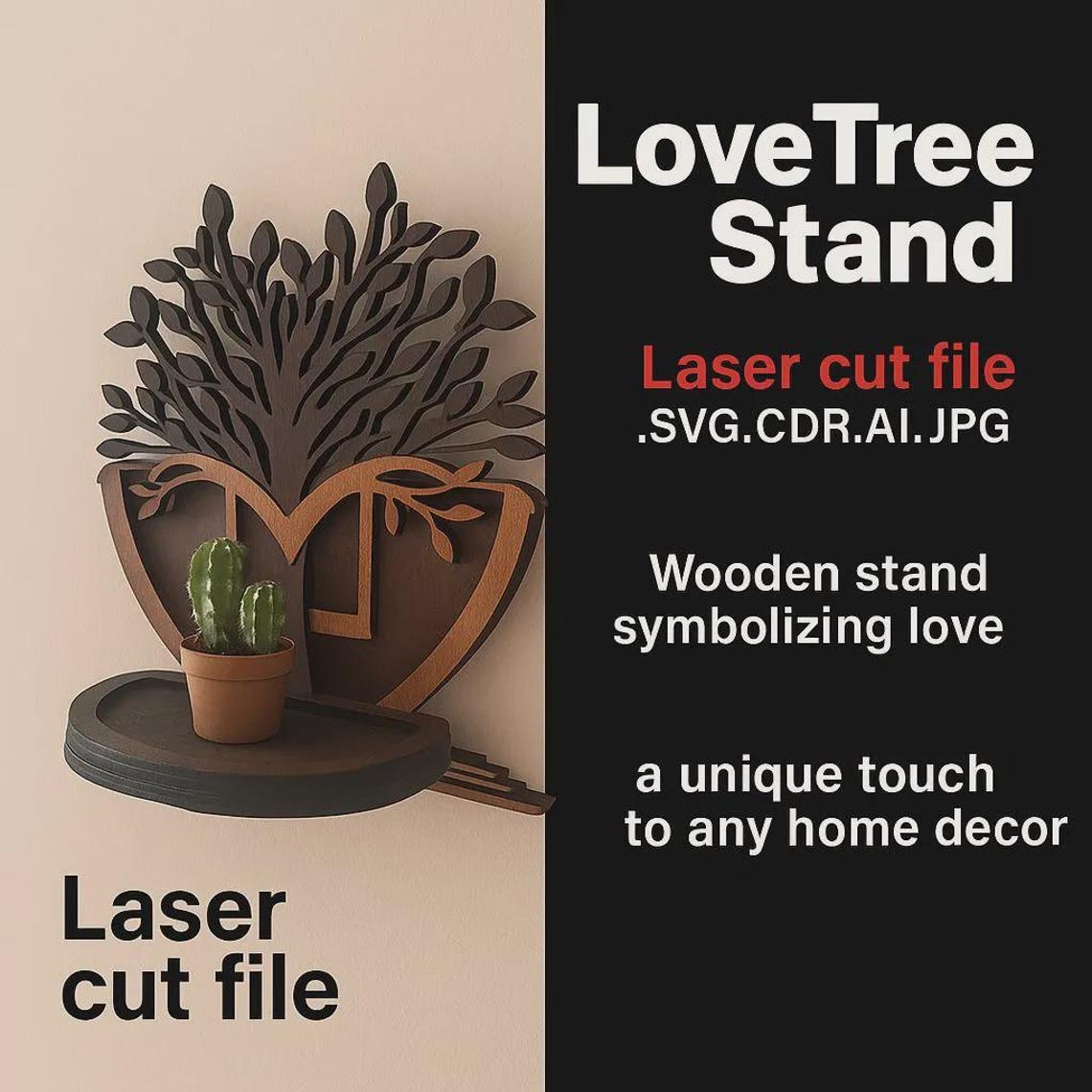 Love Tree Wall Shelf: Romantic Digital Design (laser Cut Files) - Etsy