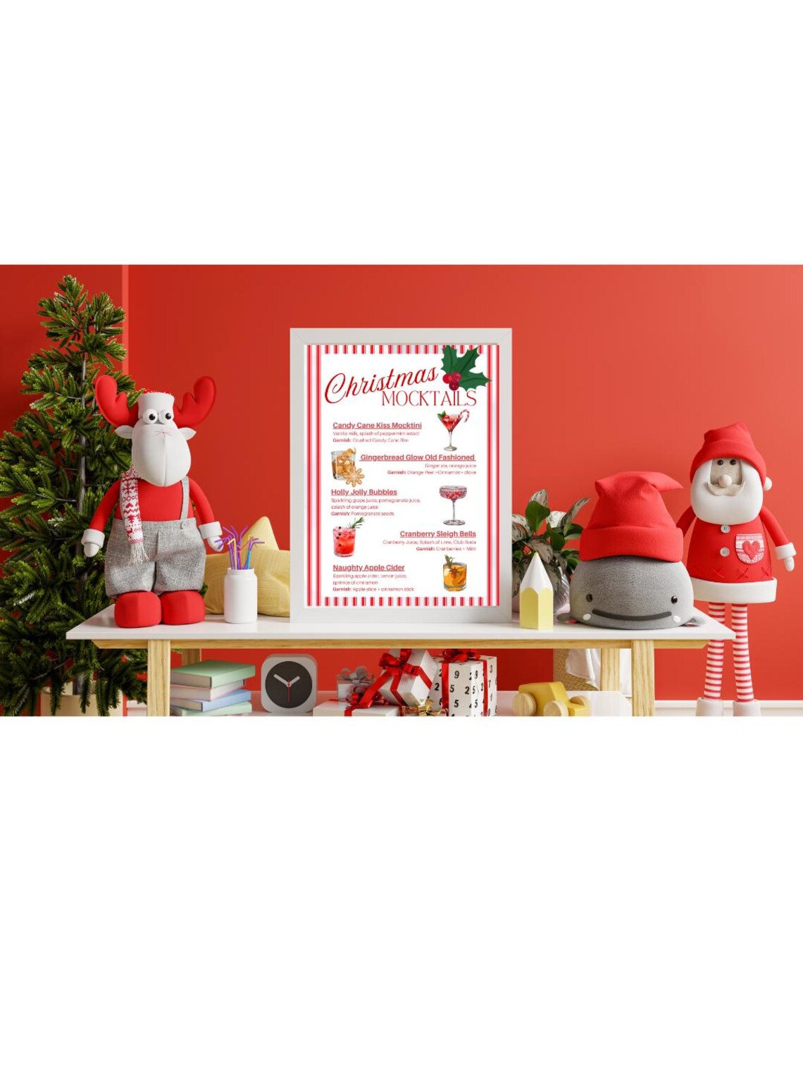 Christmas Mocktail Menu (printable PDF + Digital Download + Editable ...