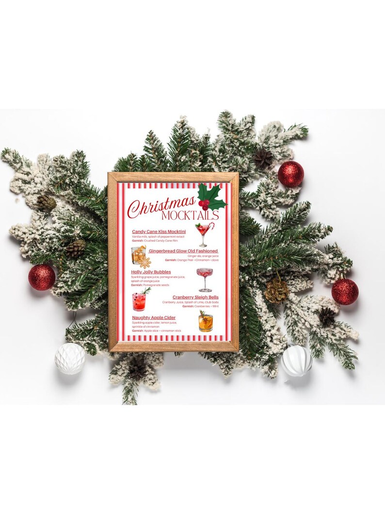 Christmas Mocktail Menu (printable PDF + Digital Download + Editable ...