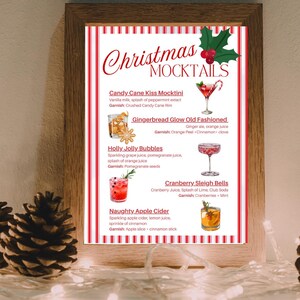 Christmas Mocktail Menu (printable PDF + Digital Download + Editable ...