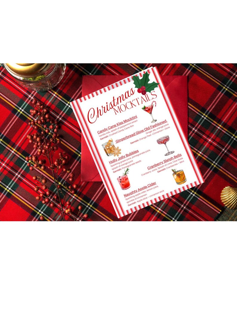 Christmas Mocktail Menu (printable PDF + Digital Download + Editable ...