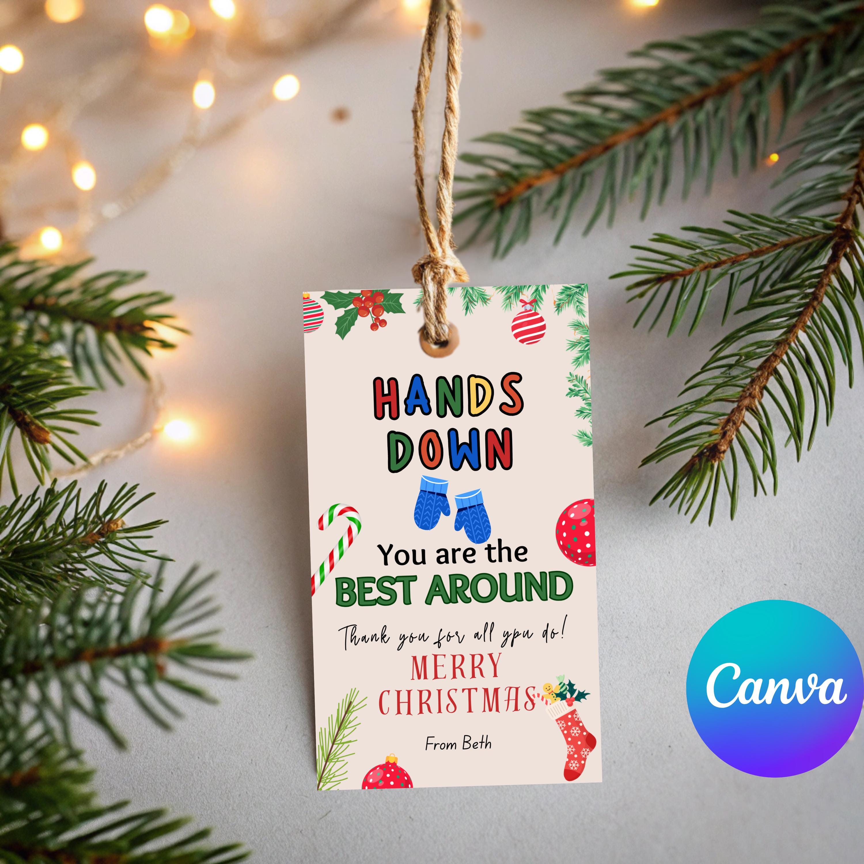 Printable Christmas Tag Hands Down You Are the Best Hand Lotion Gift ...