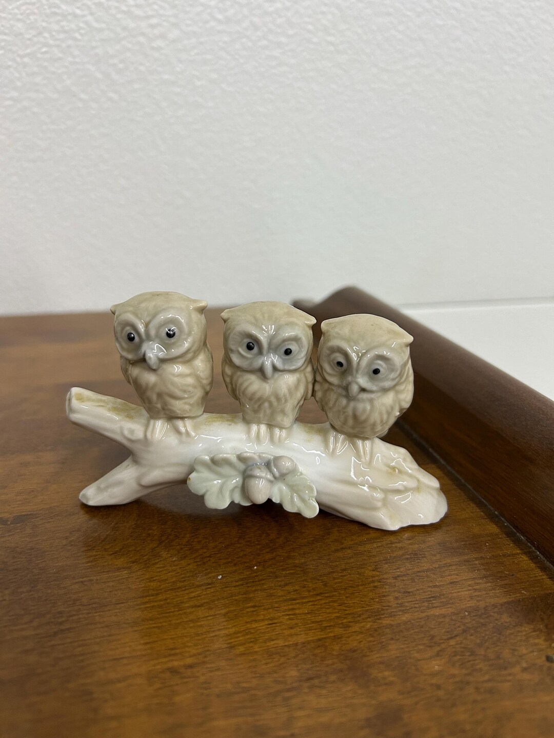 Vintage Otagiri Porcelain Owl Figurine | Three Owls on Branch ...