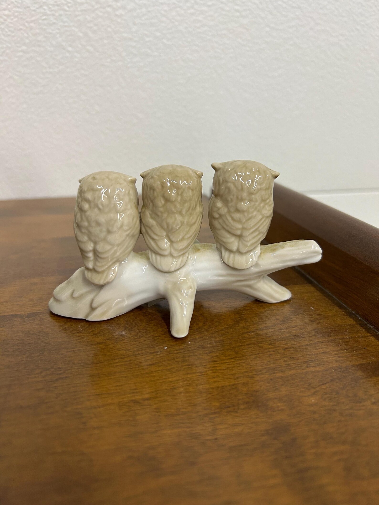 Vintage Otagiri Porcelain Owl Figurine | Three Owls on Branch ...