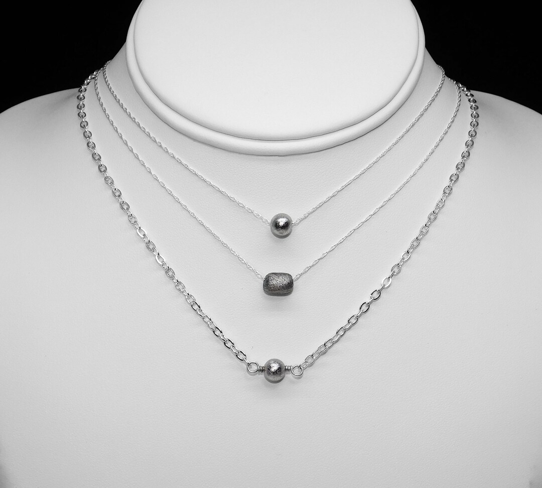 Meteorite Bead Necklaces in Silver - Choice - Etsy