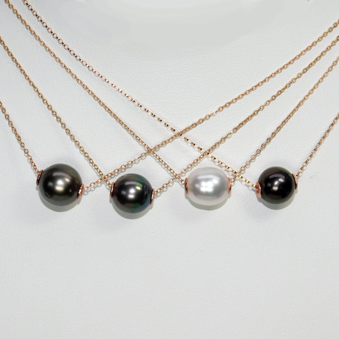 Tahitian and South Sea - Floating Pearl Necklaces in Rose Gold, Choice ...