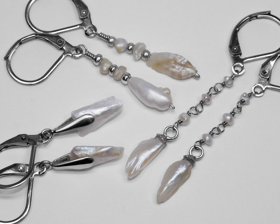 Tennessee River Pearl Earrings Silver and Gold Rare Pearls - Etsy