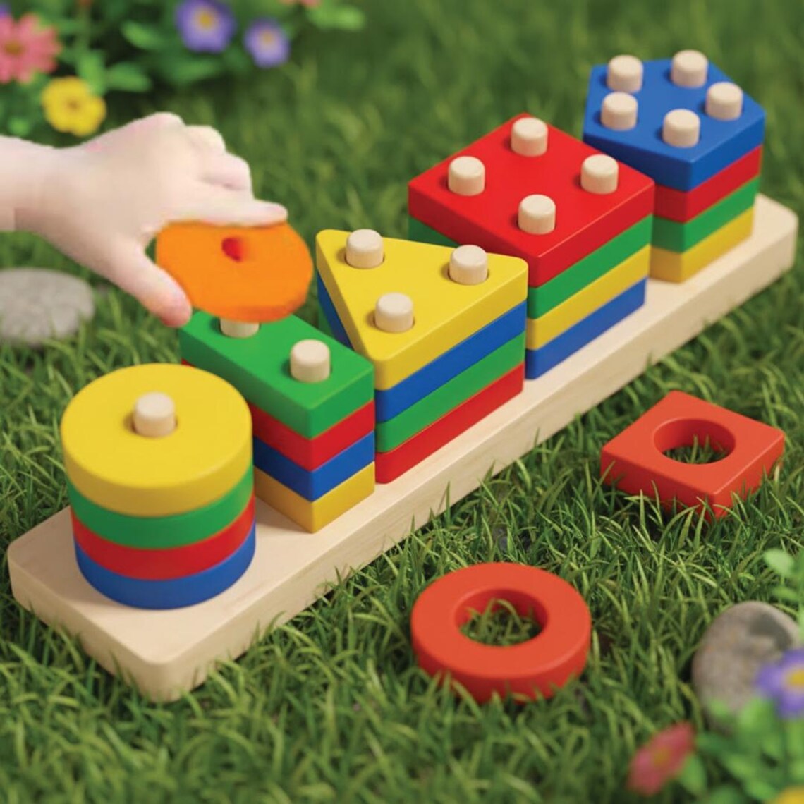 Montessori Geometric Blocks – Early Learning Building Set for Infants ...