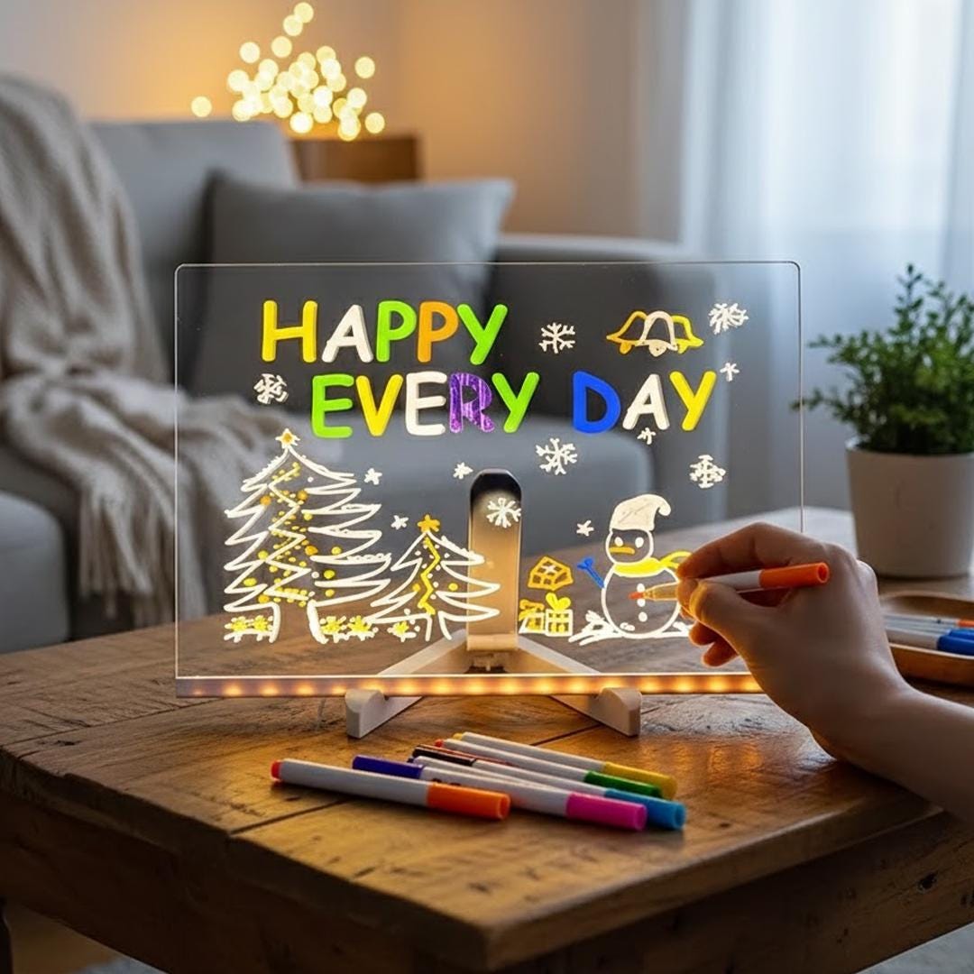 Light Drawing Board for Kids - the Glow in Dark Neon Effect - Fun Magic ...