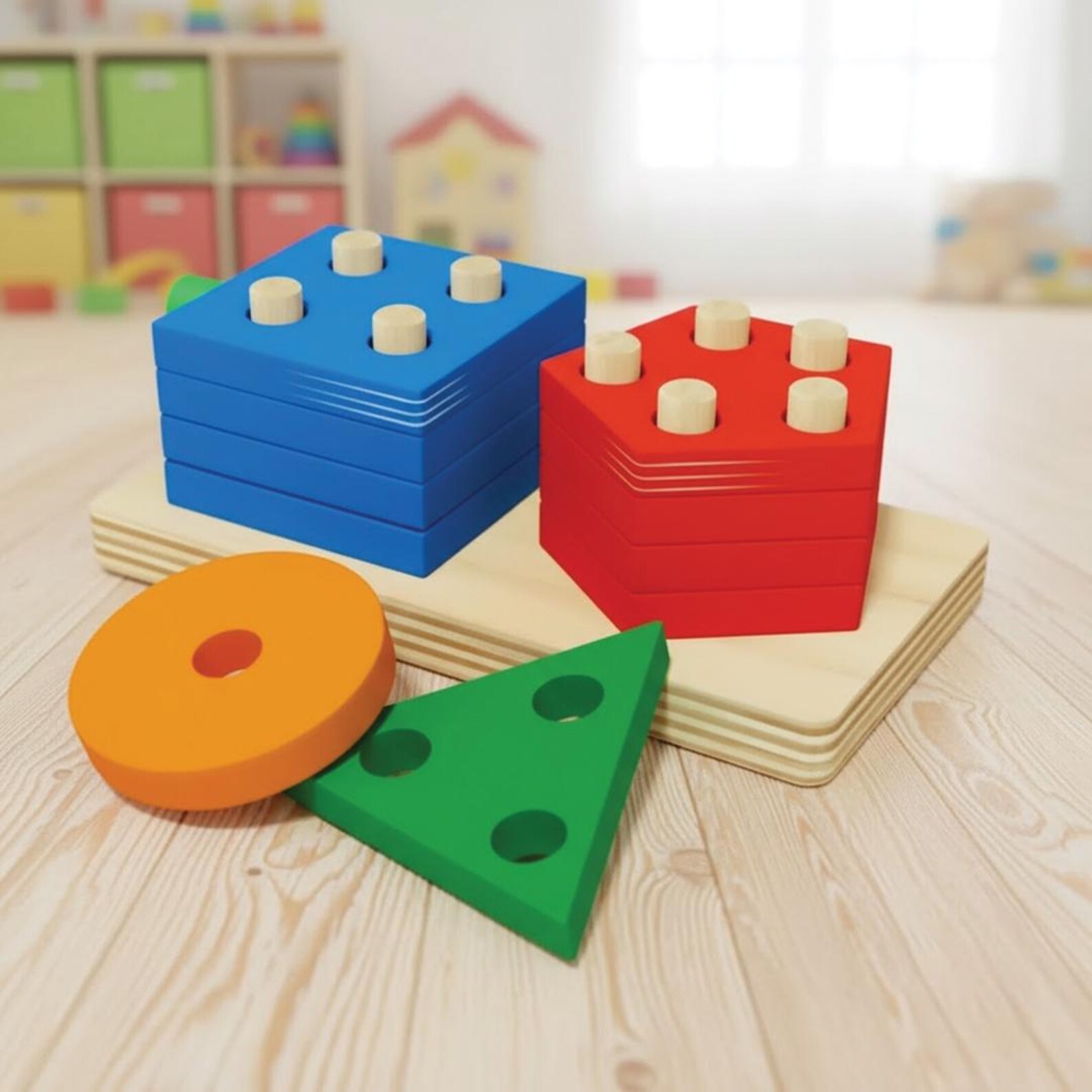 Montessori Geometric Blocks – Early Learning Building Set for Infants ...