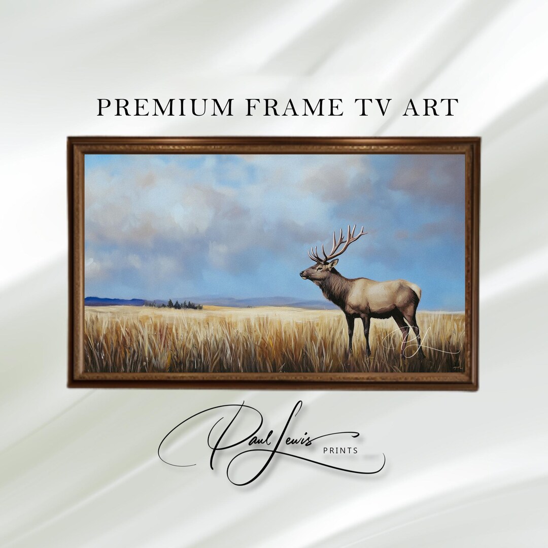 Rustic Moose Samsung Frame TV Art, Moody Wildlife Art Digital Download ...