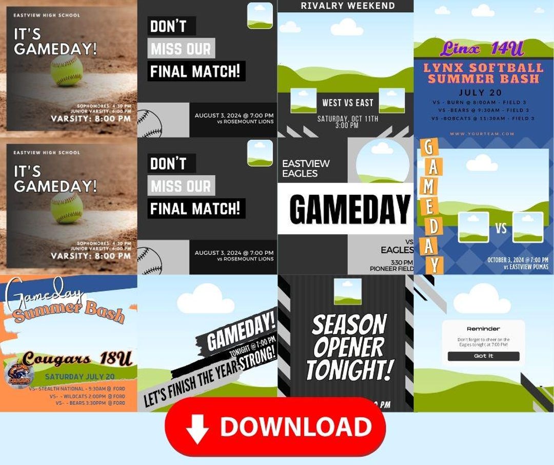 Game Day Social Media Posts - Canva Templates - Etsy