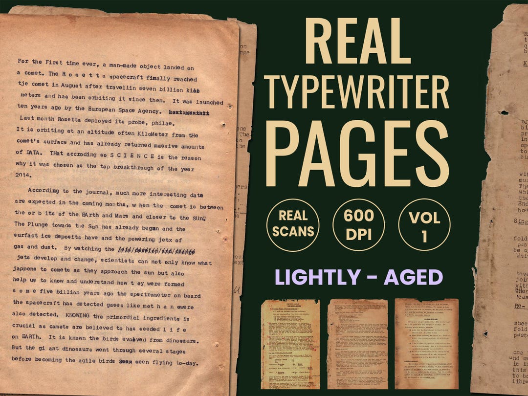 Vintage Typewriter Pages • Aged Texture Ephemera (600 DPI) - Etsy
