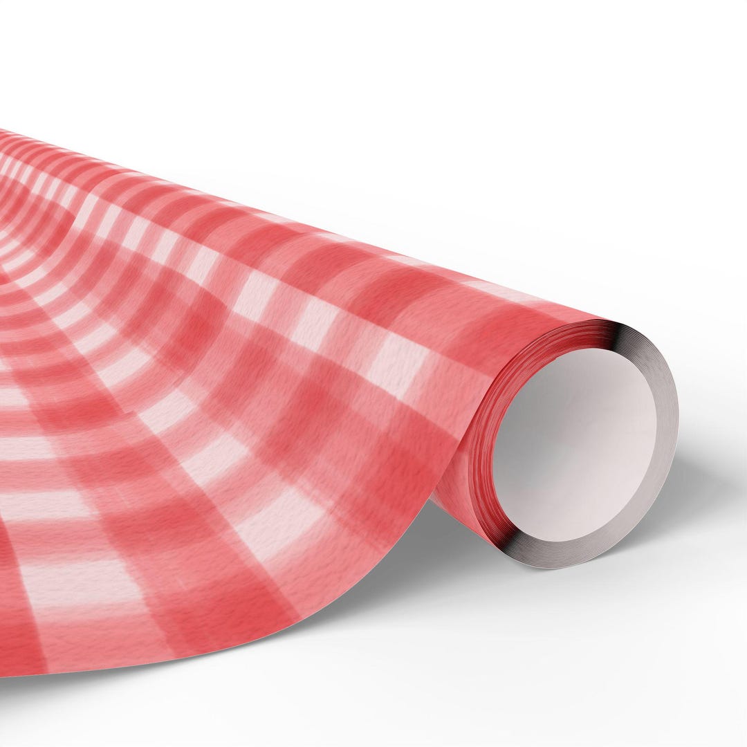 Red Gingham Plaid Wrapping Paper | Checkered Gift Wrap Roll - Etsy
