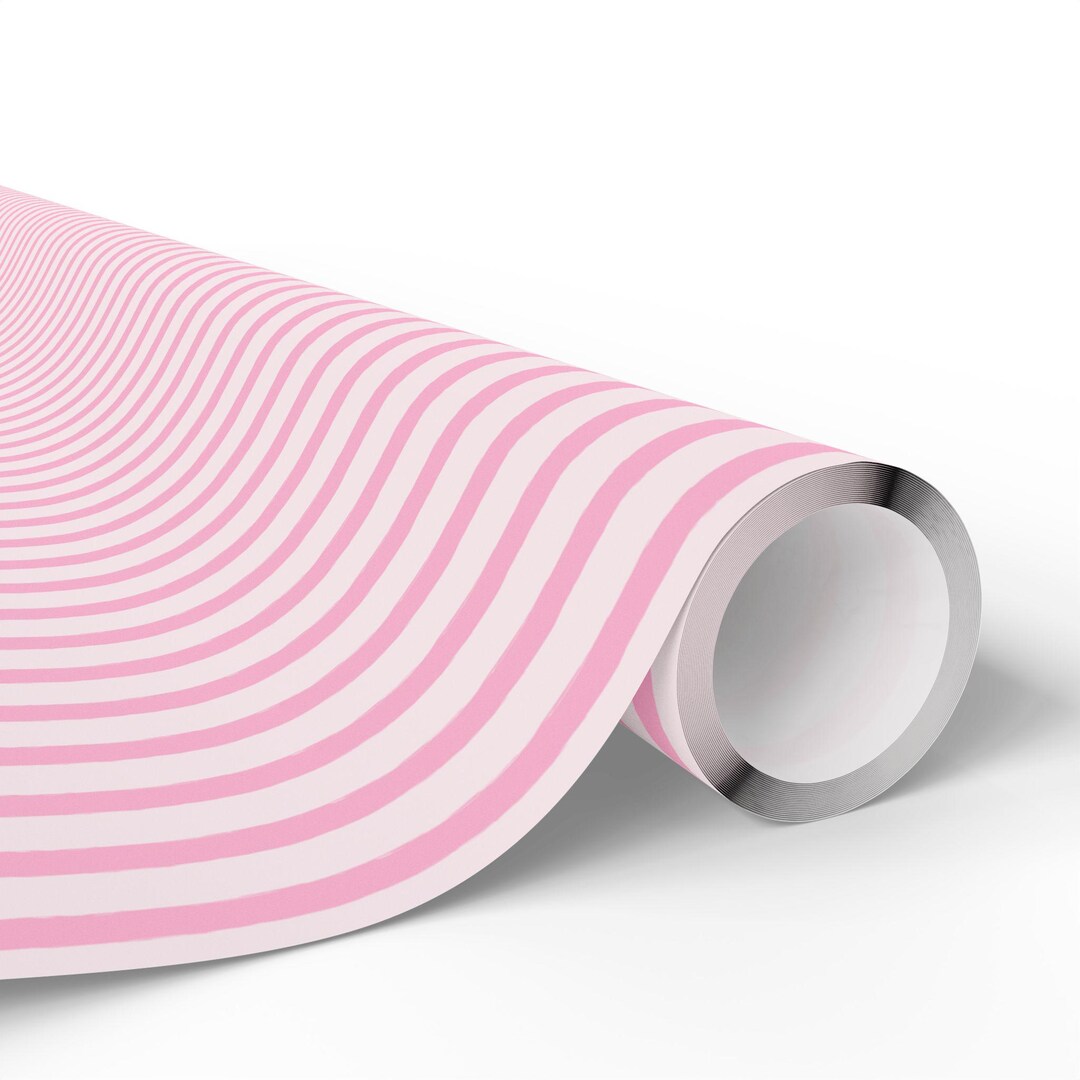 Pink Striped Wrapping Paper | Pink Stripe Gift Wrap Roll - Etsy