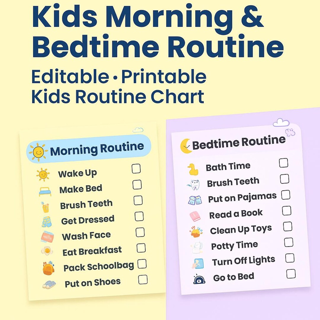 Kids Morning and Bedtime Routine Chart - Etsy