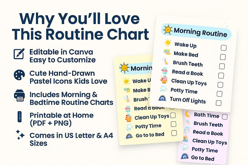 Kids Morning and Bedtime Routine Chart - Etsy