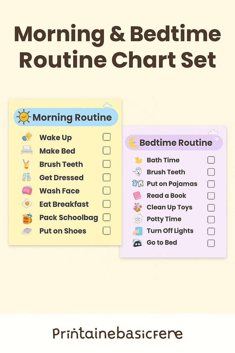 Kids Morning and Bedtime Routine Chart - Etsy