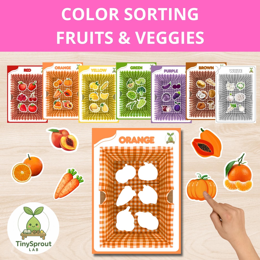 Color Sorting Game for Kids – Printable Fruits & Vegetables ...