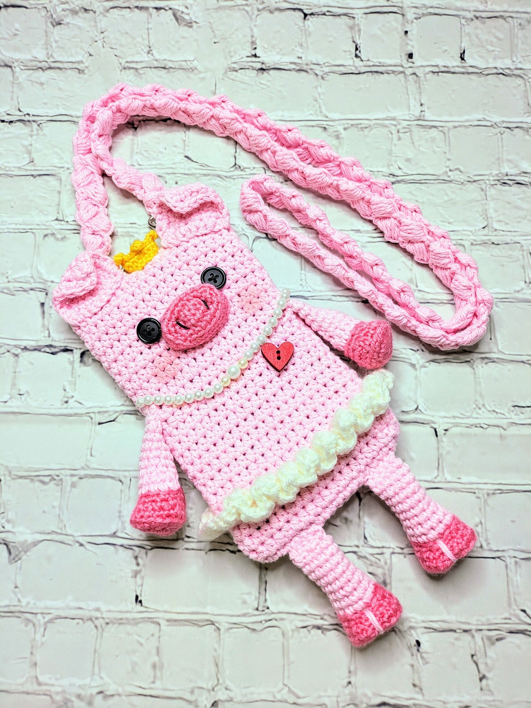 HANDMADE CROCHET Ballerina Piggy Phone Case | Crossbody Bag | Fun Gift ...