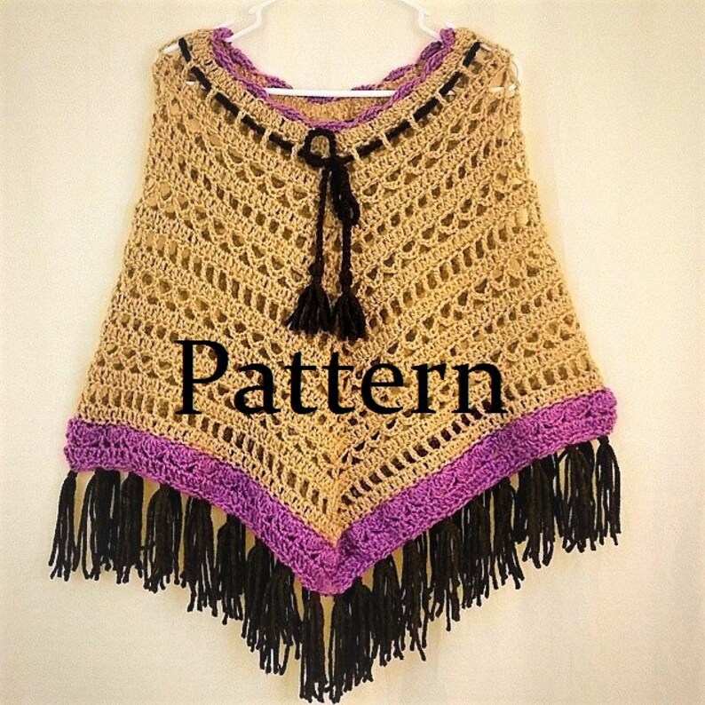 Crochet Pattern, Boho Poncho Pattern, Hippie Poncho Pattern, Bohemian ...