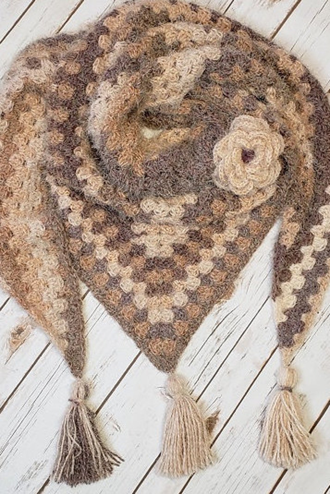Crochet Granny Square Triangle Shawl, Handmade Gift, PDF Pattern, Soft ...