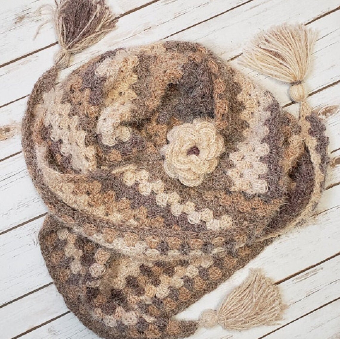 Crochet Granny Square Triangle Shawl, Handmade Gift, PDF Pattern, Soft ...