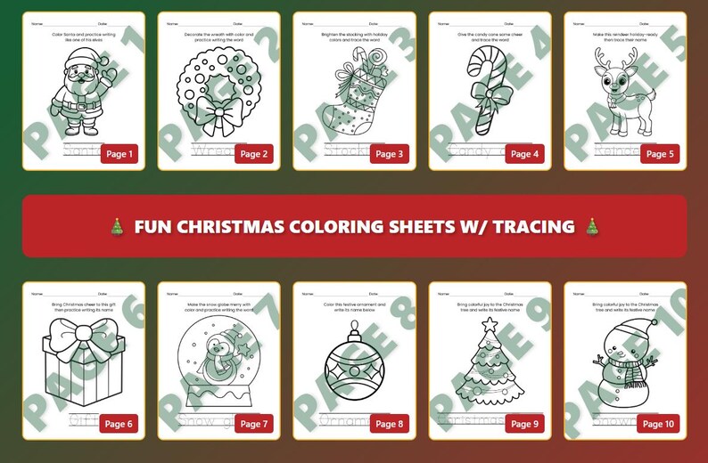 Fun Christmas Tracing Coloring Book - Etsy