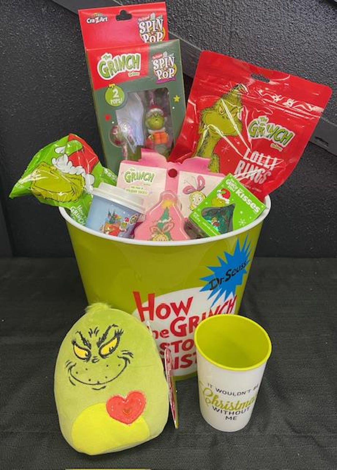 Large Grinch Bucket Christmas Basket - Etsy