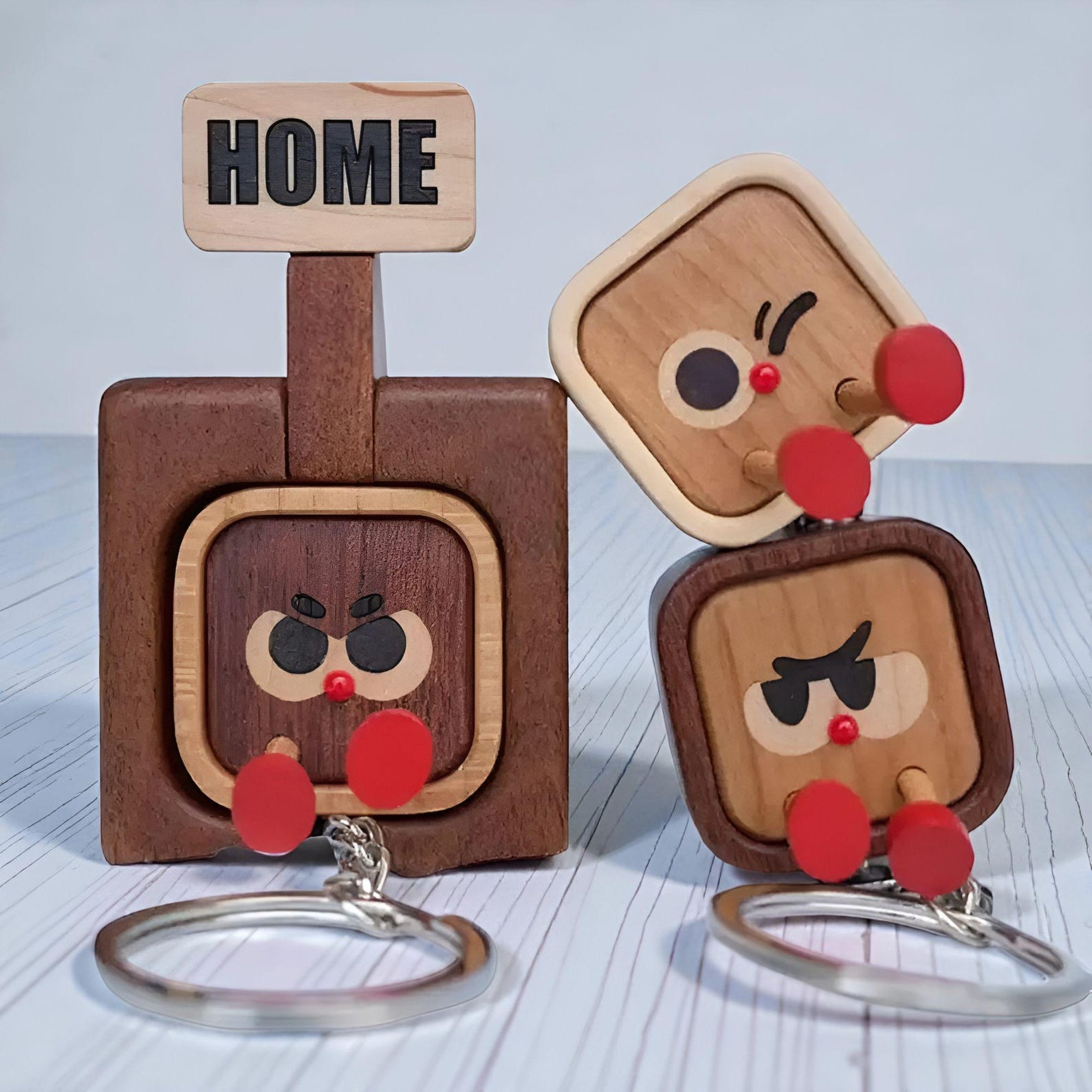 Wooden Key Holder Wall Mount | Funny Face Wall Hook | Decorative Wood ...