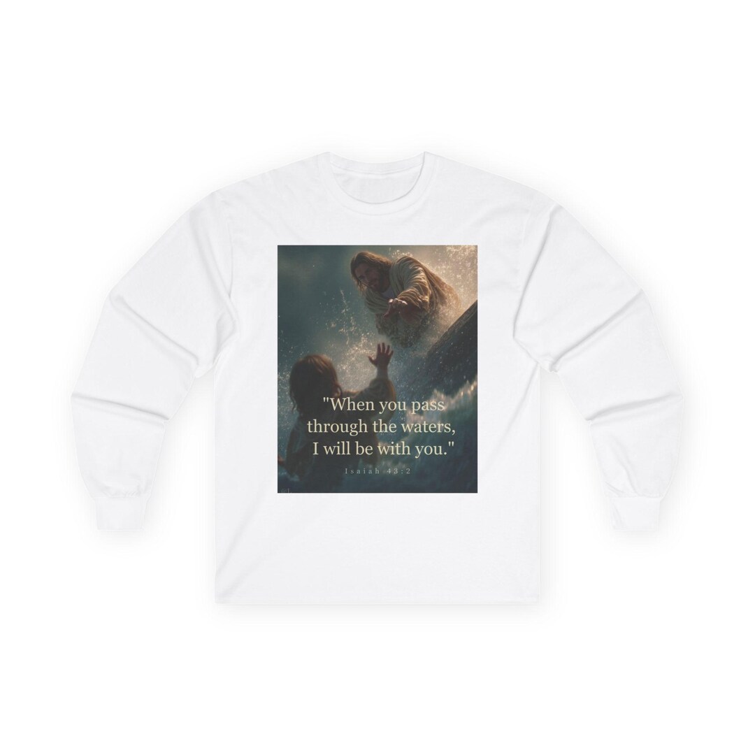 Christian Bear and Child Psalm Design Long Sleeve Tee | Cross Artwork ...