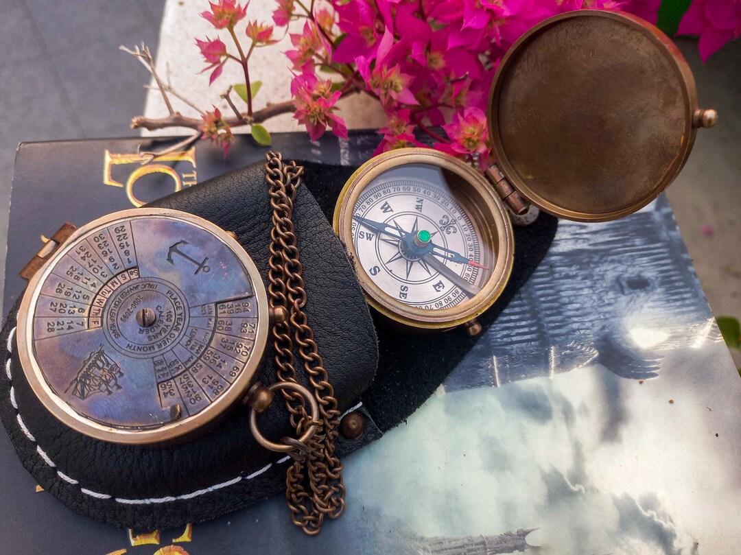Brass Nautical Compass With Perpetual Calendar | Vintage Maritime Gift ...