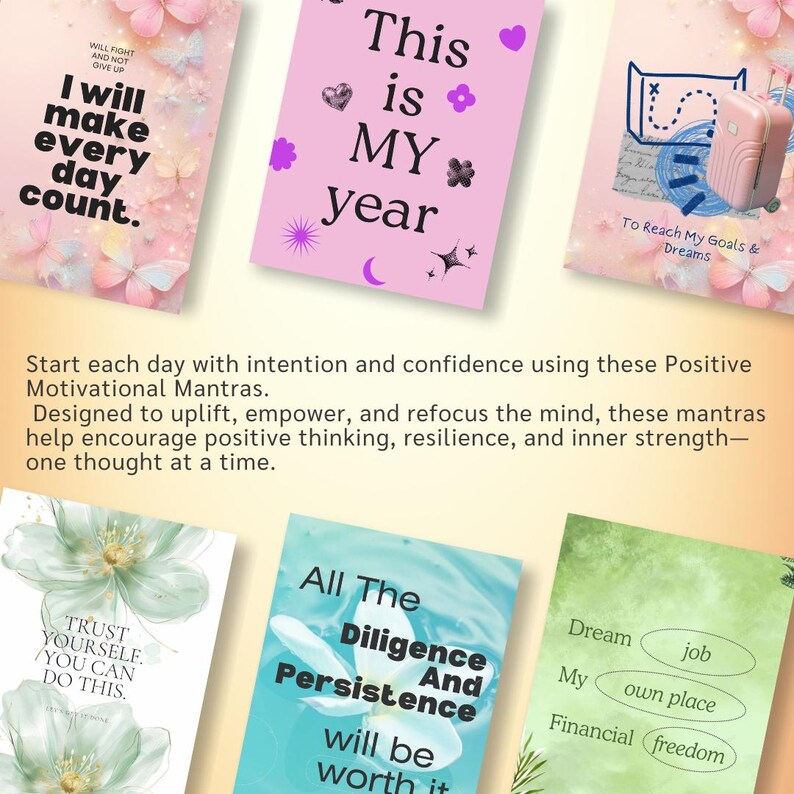 Positive Motivational Mantras Printable, Daily Mantra Wall Art- PDF PNG ...
